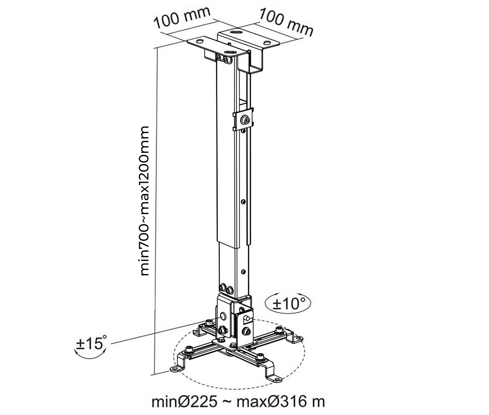 Rack De Techo Para Proyector con Altura Ajustable - Montech