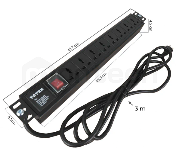PDU Power Rack tomacorriente 8 tomas / UL PLUG 220-250V ,15 A / Cable