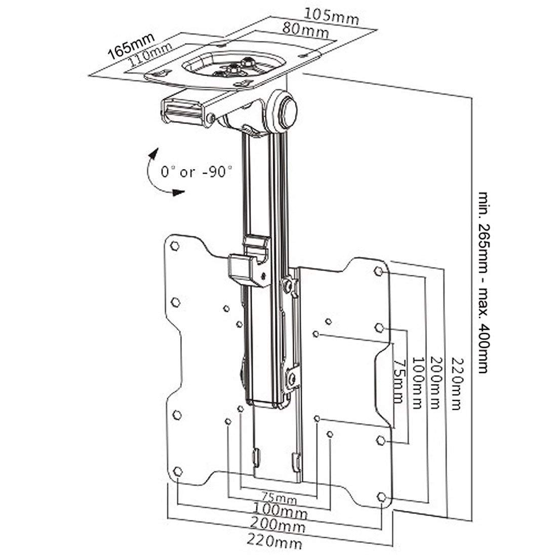 Rack Techo Plegable para TV 17 a 37 Pulg / VESA Max 200x200mm / Carga