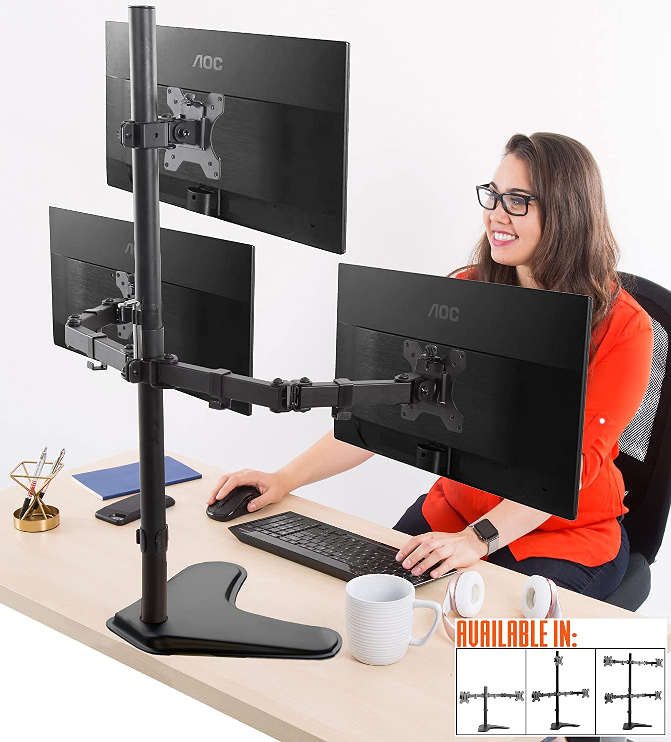 Rack Soporte con Base de Escritorio para 3 Monitores 13 a 32 Pulg